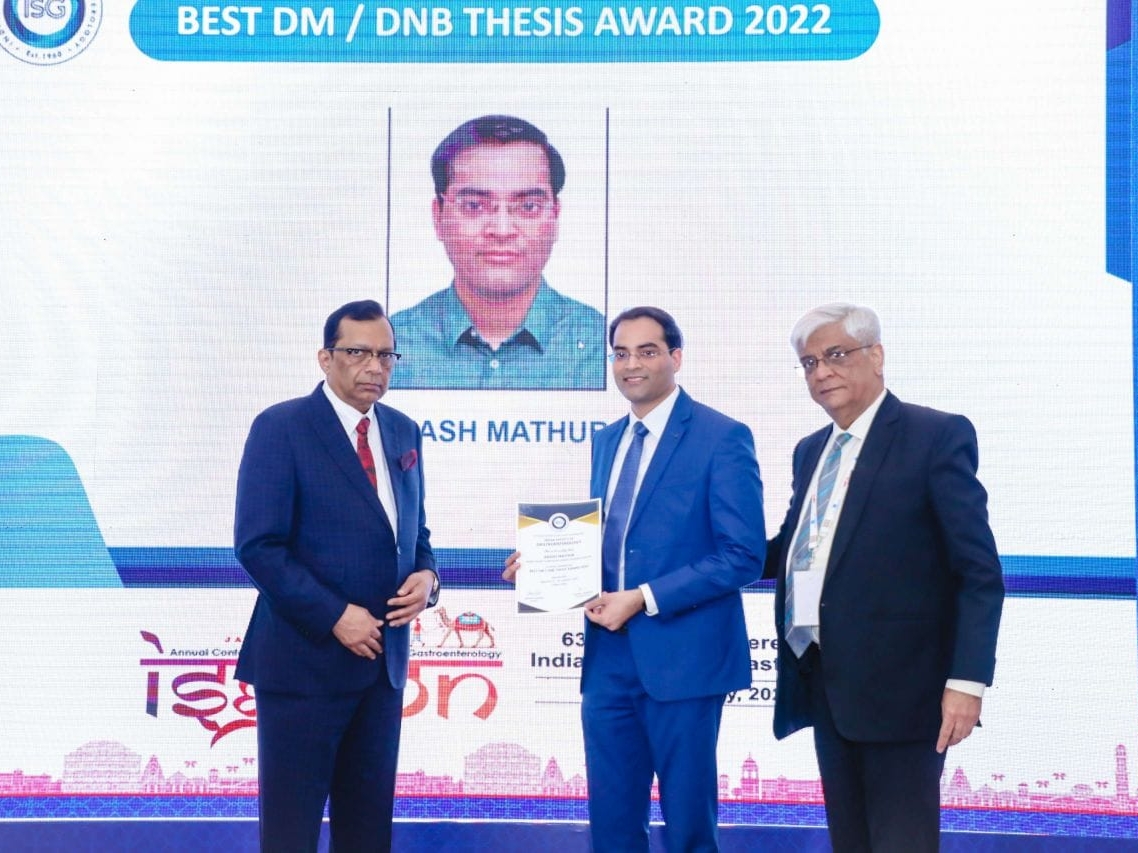 Honored by the Indian Society of Gastroenterology, Awarded for the best ...