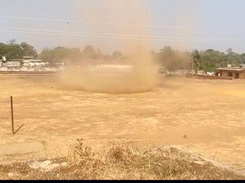 people scared of sudden tornado, Children playing in the field saved ...