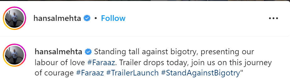 Trailer Of Hansal Mehta's Film Faraaz Released Ranbir-kareena's Cousin ...