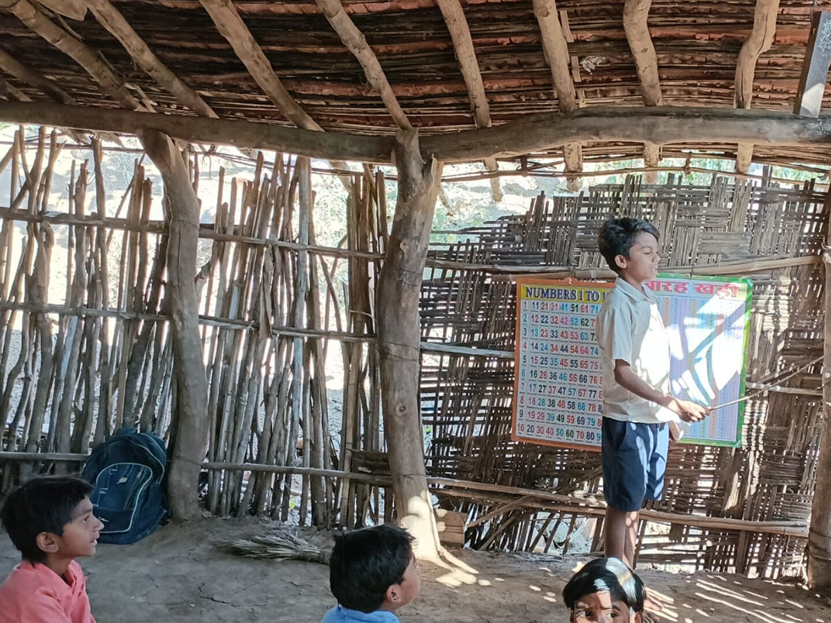 In this village of Pansemal, government school is being set up in a hut ...