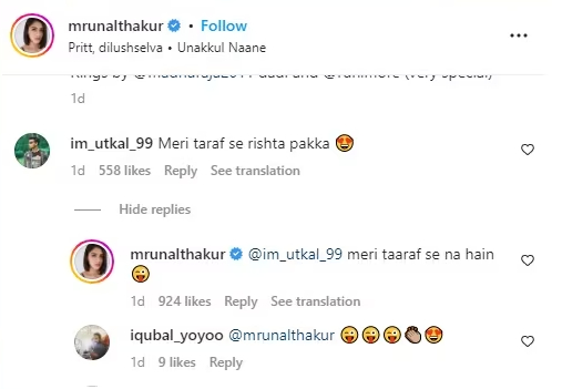 Fan proposes Mrunal Thakur for marriage | फैन ने किया मृणाल ठाकुर को ...