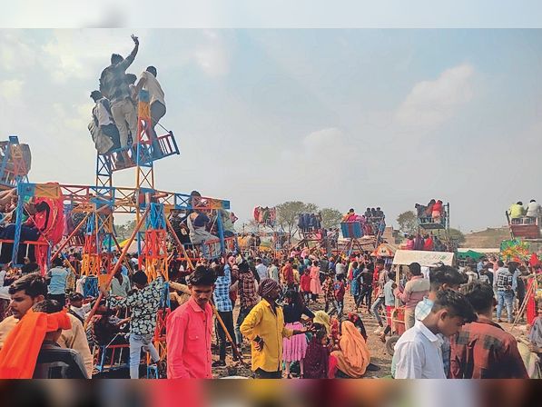 In the Bhagoria fair, the villagers enjoyed the swing-chakri, the ...