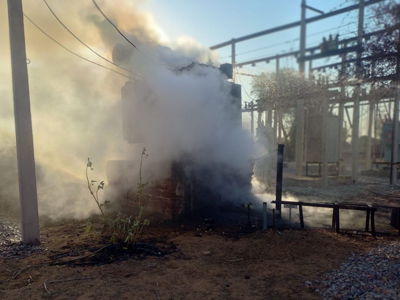 Power transformer burnt to ashes, fire controlled with the help of fire ...
