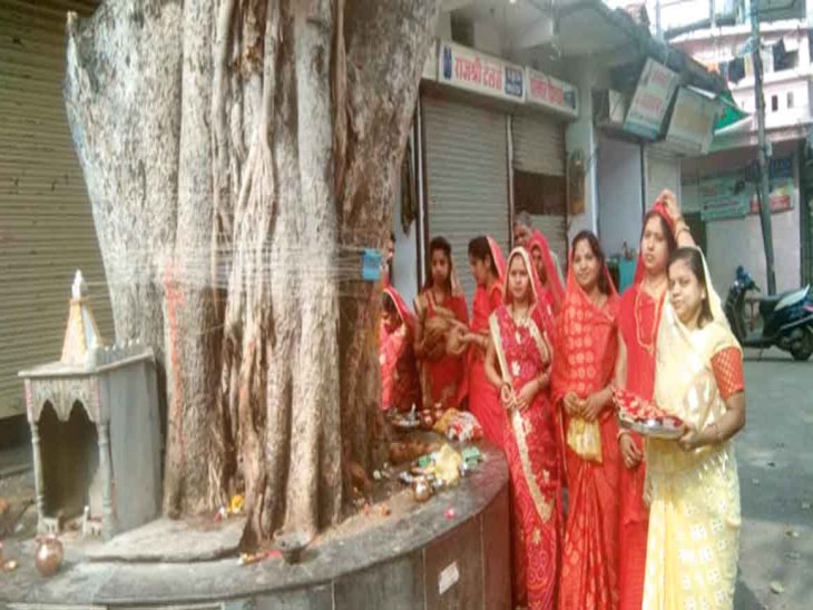 Parikrama of Peepal tree, worship by tying raw yarn | कुमकुम लगाकर की ...
