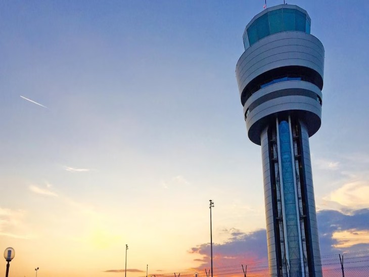 Modern air traffic control tower, fire station and technical block will ...