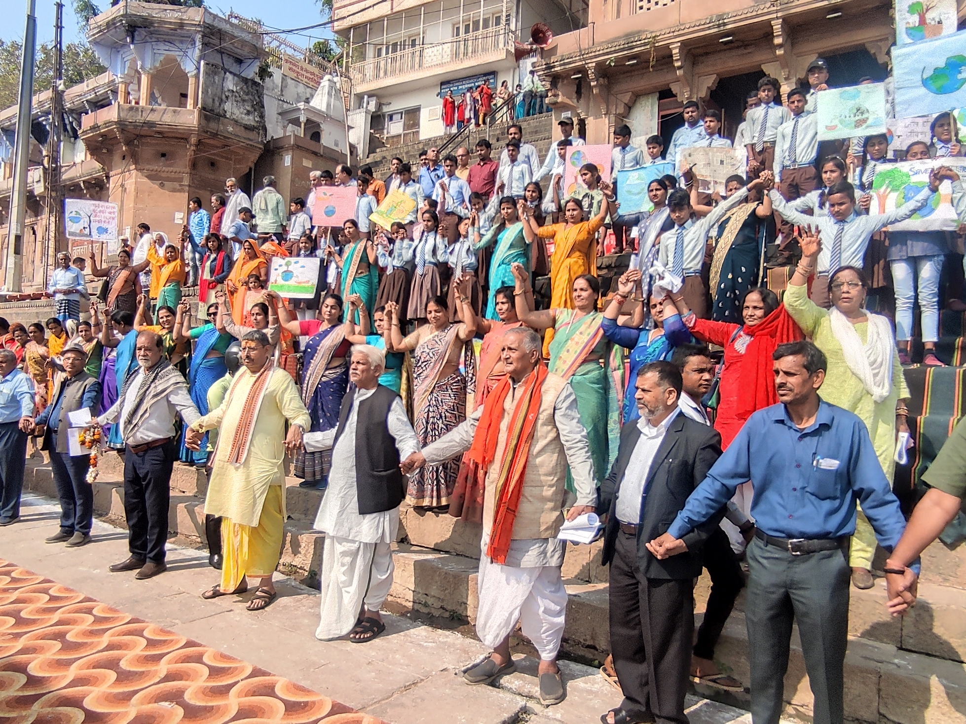 Pledged to clean Ganga by forming a human chain
