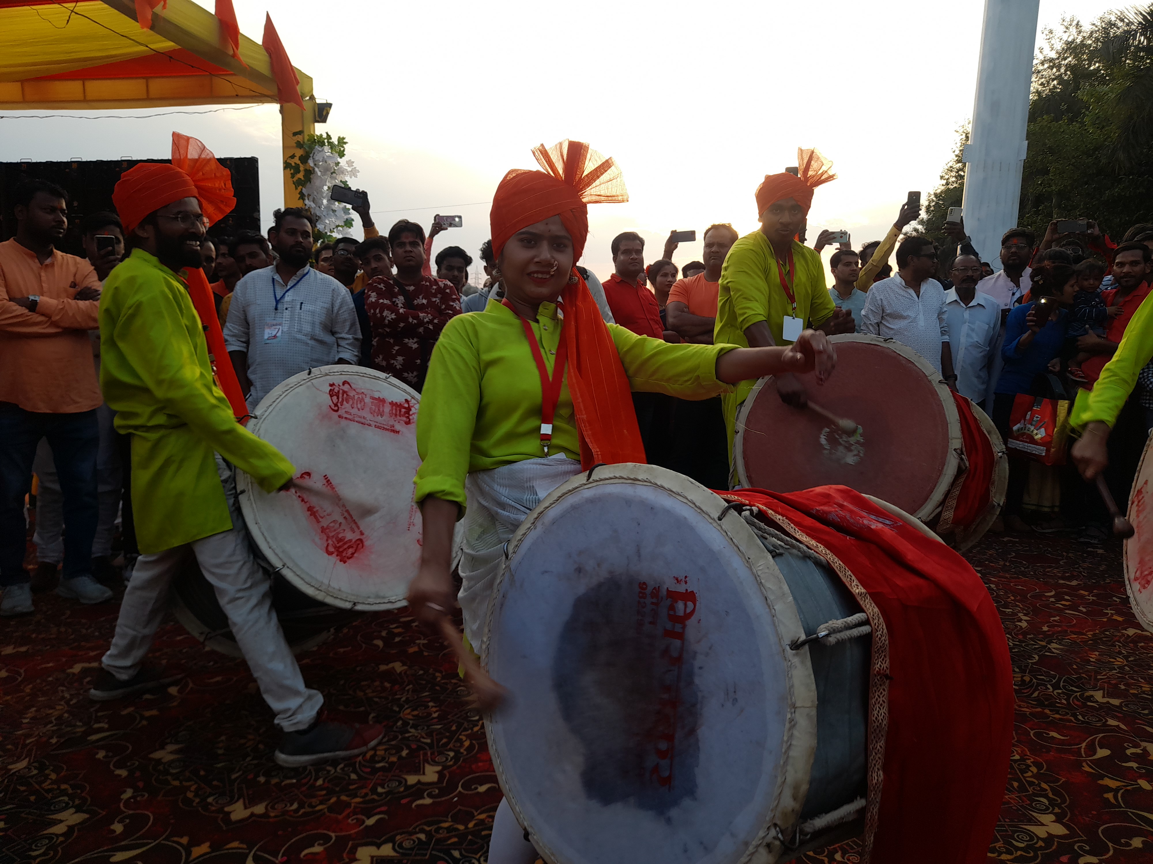 121 feet flag hoisted at Gauri Ghat of Maa Narmada during Chaitra Hindu ...