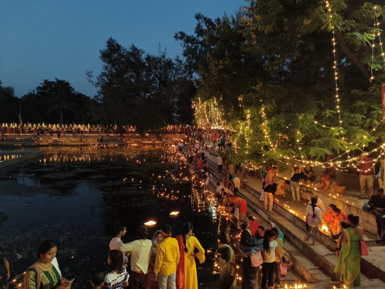 As soon as the sun sets in Ghatampur, the devotees lit lamps to welcome ...