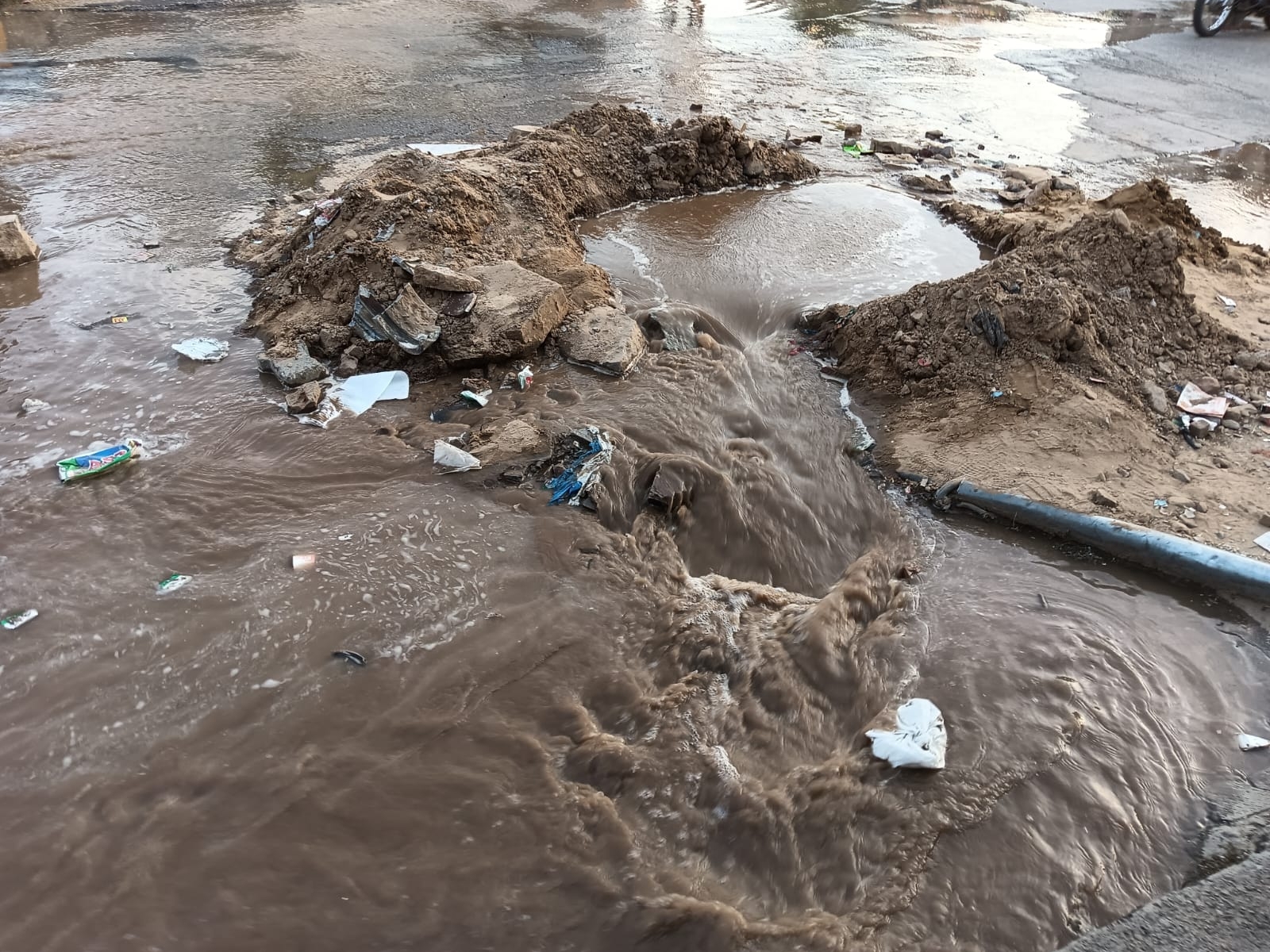Due to the negligence of the officials of the water supply department ...