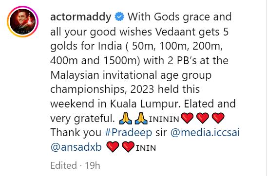 R Madhavan Son Vedant Madhavan Won Gold In Malaysia Swimming ...