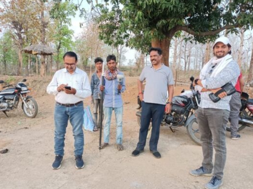 Marking done with location track in Karkori village, two member team is ...