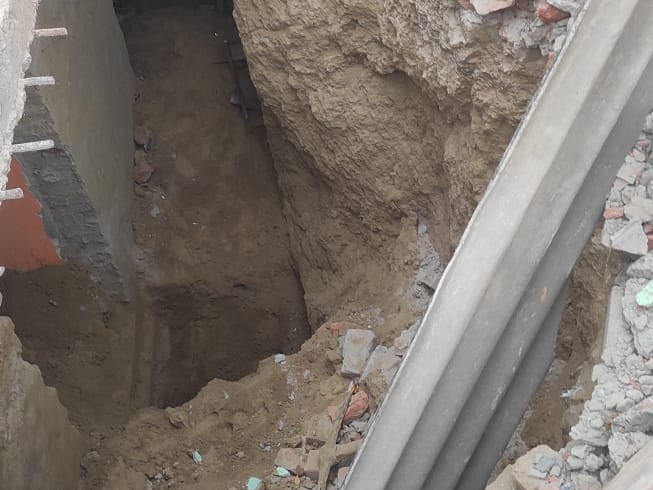 The accident happened during the excavation in the basement, the ...