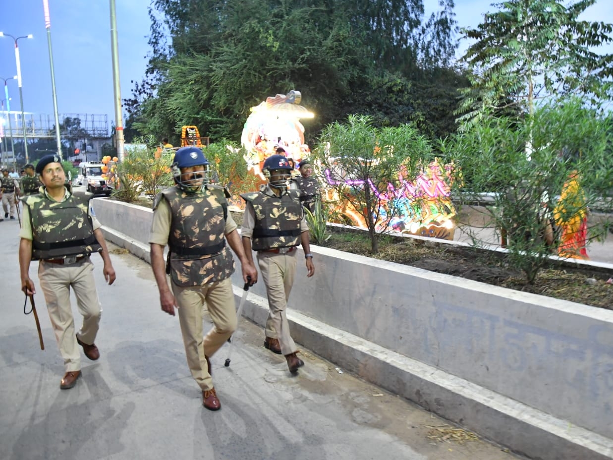 From 6 pm to 9 pm, the SPs of the three districts do a foot march with ...