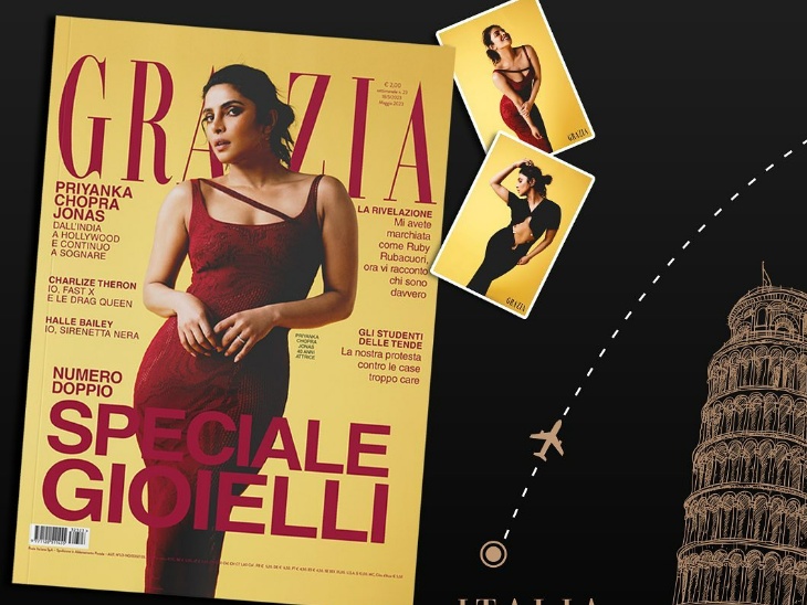 Seen in a stunning outfit of red color, appeared on the cover page of ...