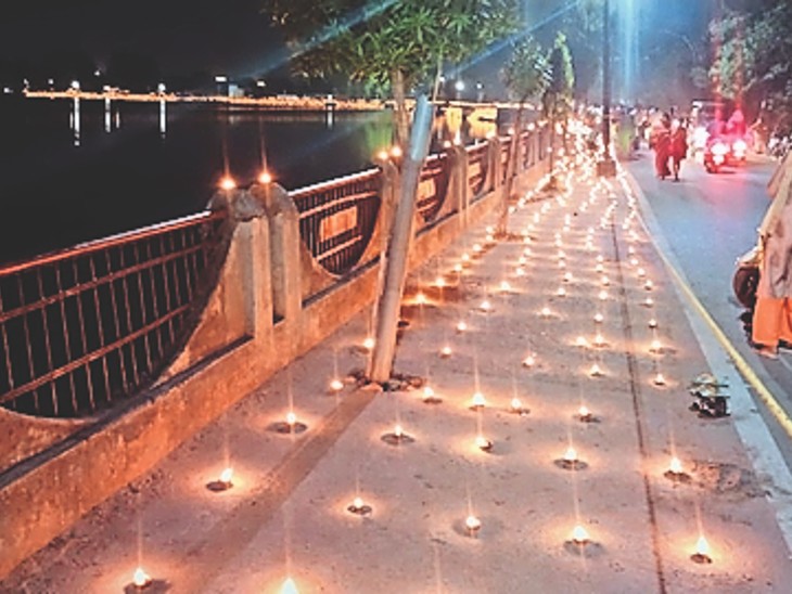 Rani Sagar Ghat lit up with 1.25 lakh lamps, Maha Aarti will be held ...