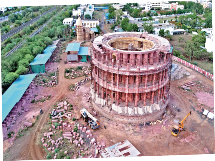 The three-storied Samavasaran temple made without iron and sand-cement ...