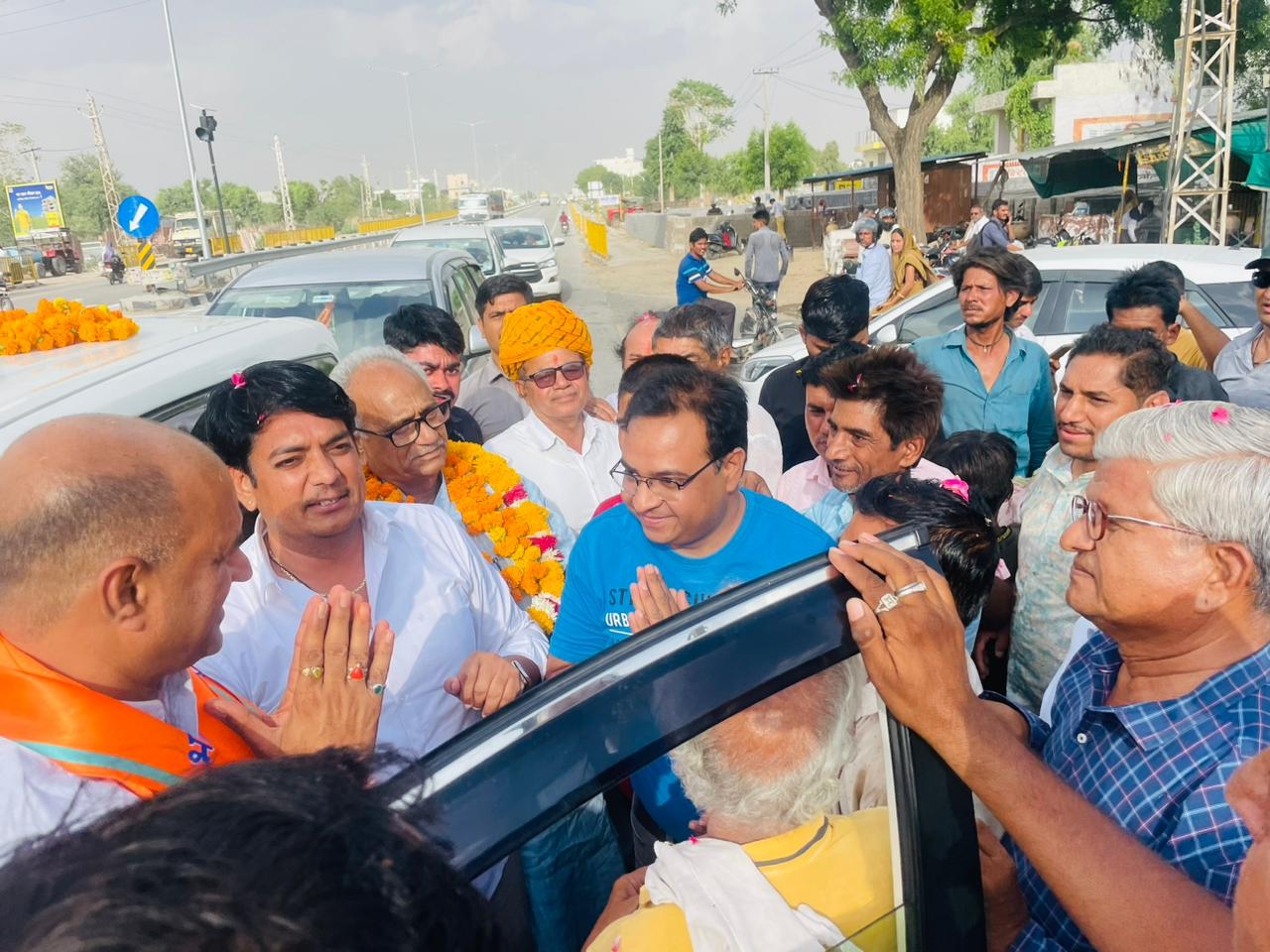 BJP state president CP Joshi was warmly welcomed in Jaitaran, while ...