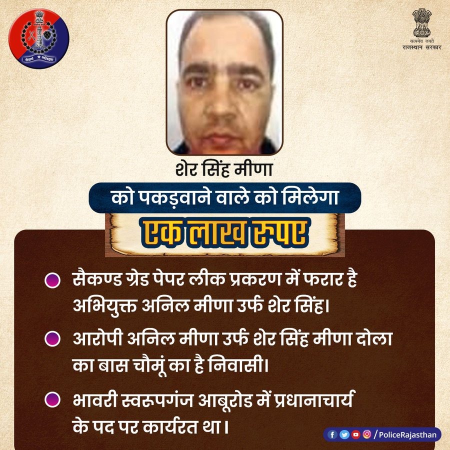 RPSC Paper Leak Case; Mastermind Sher Singh Meena Promoted As Principal ...