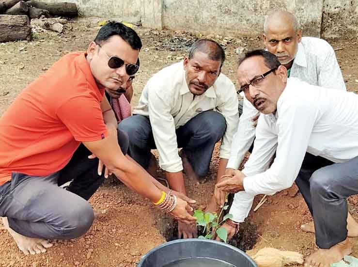 Planted peepal saplings in Hanuman temple and Gauthan of Ghumka village ...