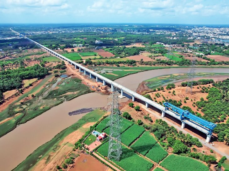 360 m on Purna river for bullet train. Long bridge ready, 18 more such bridges are being built ...