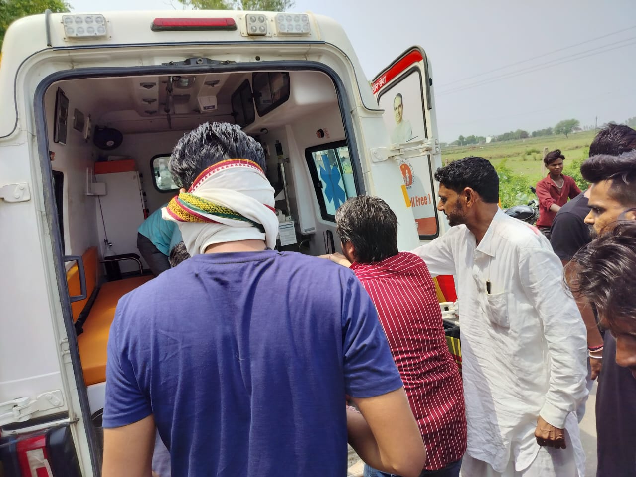 The wheel mounted on the female health worker, crushed one hand and ...