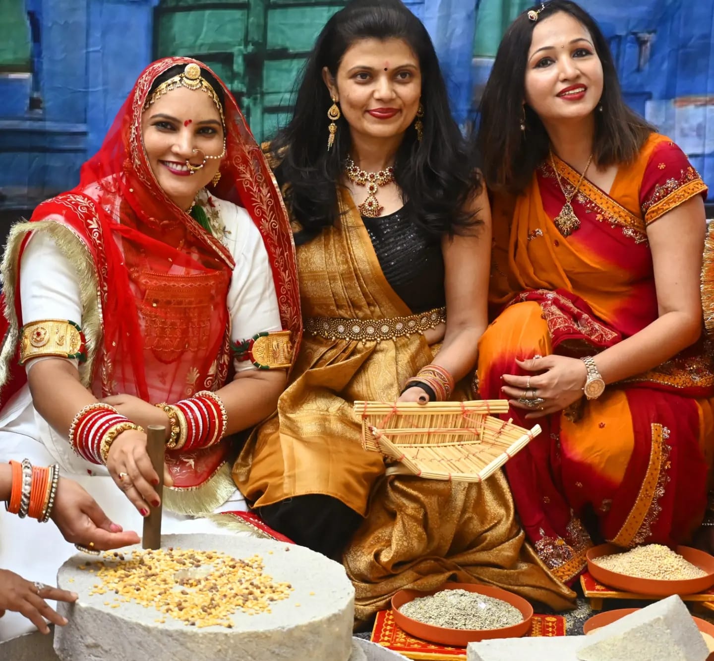Ghoomar was a hit with Kair Sangri, ground grains at Rumadevi Gharti ...