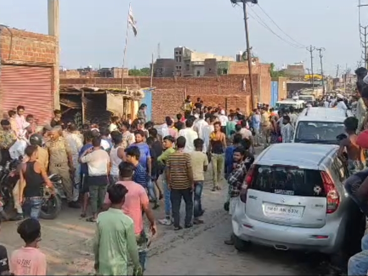 Rain water accumulated in the foundation dug for building construction ...