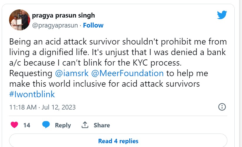 Shah Rukh Khan Pragya Prasun | Acid Attack Survivor Seeks Help from ...