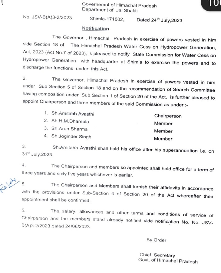 Himachal Government | IAS Amitabh Awasthi | State Water commission for ...