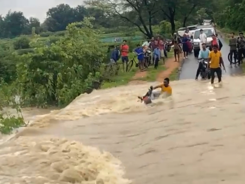 Youth including bike shed, barely survived, water flowing over the ...