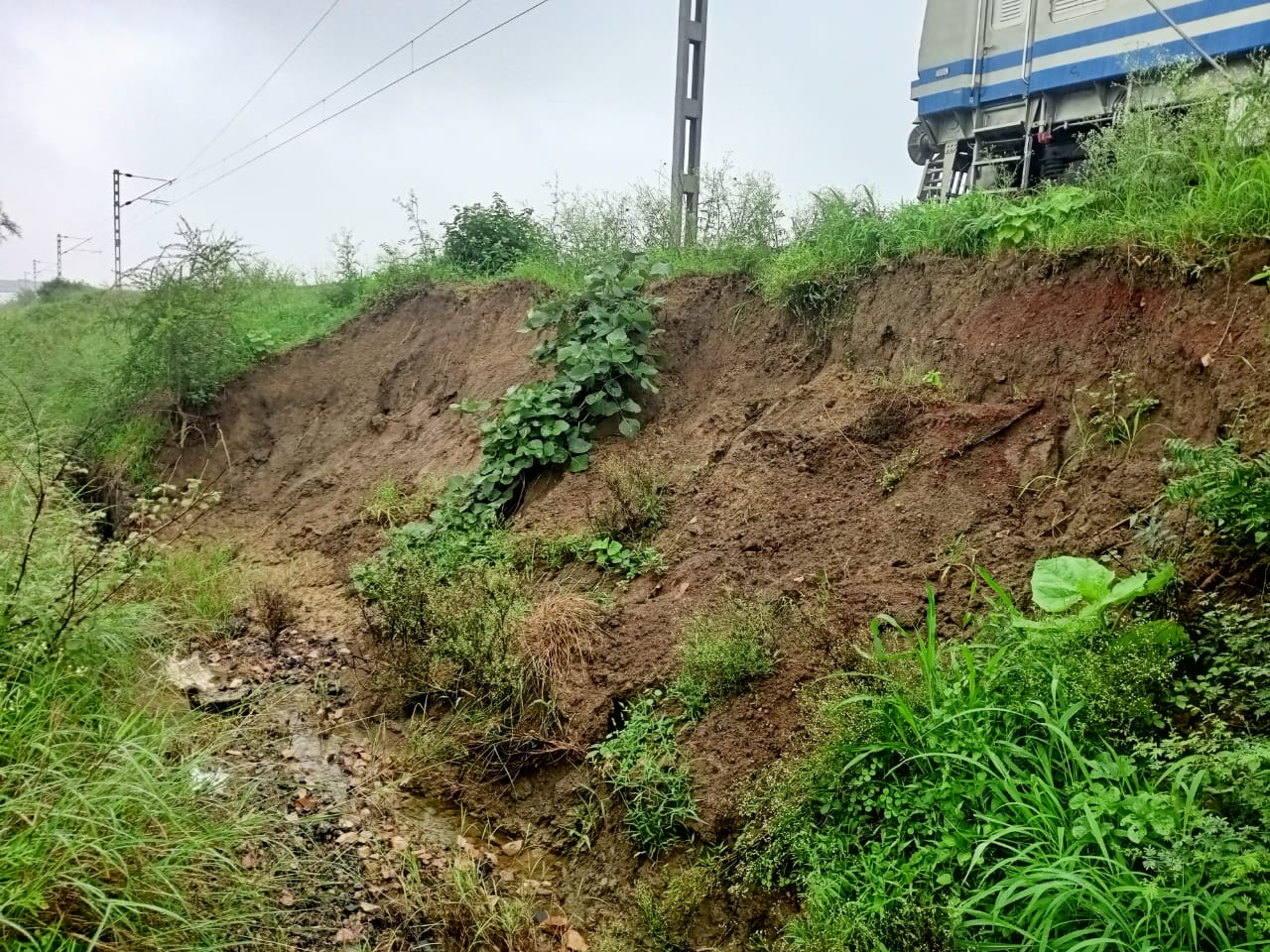 CC drain collapsed, danger of electric pole collapsing due to soil ...