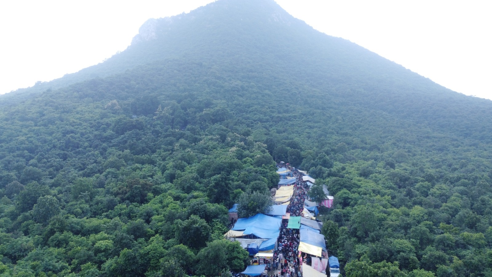 4.5 km long line kept on climbing Dalha mountain throughout the day ...