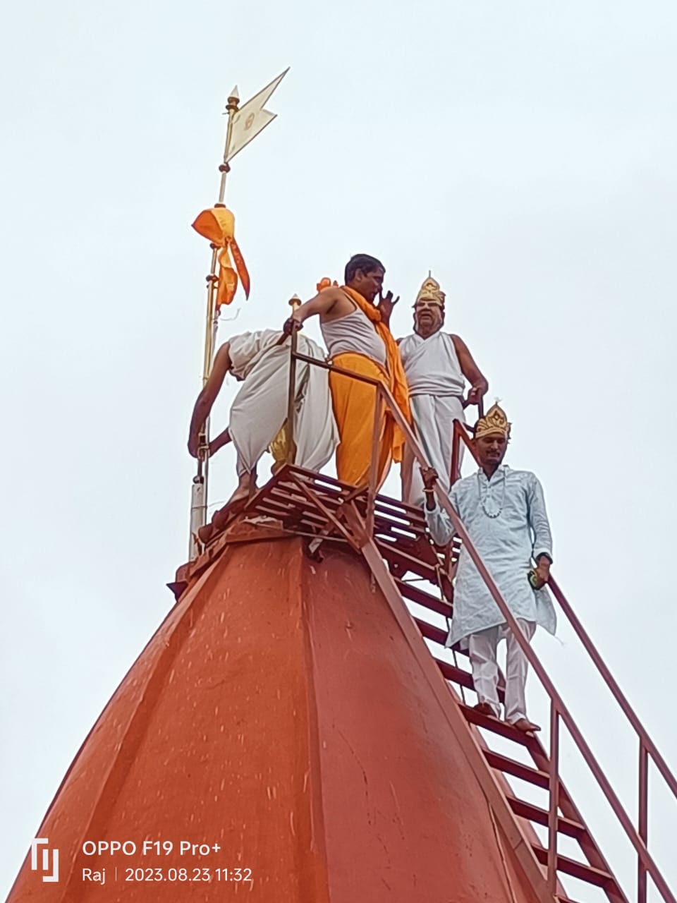 Flag hoisting done in the temple on the Moksha Kalyanak of Lord Parasnath