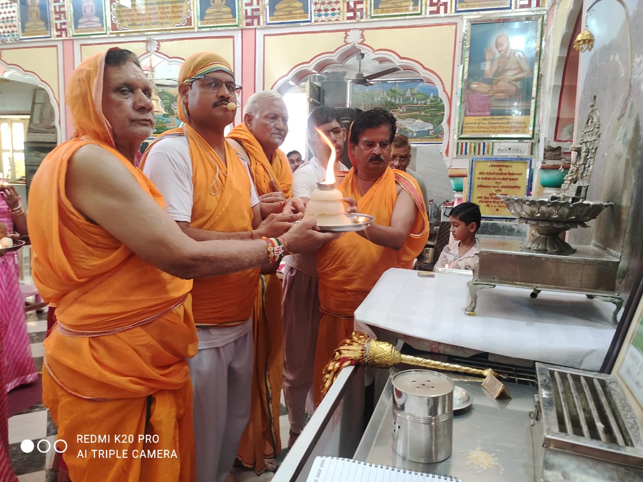 Abhishek and Shanti Dhara were performed in Sakal Digambar Jain Temple ...