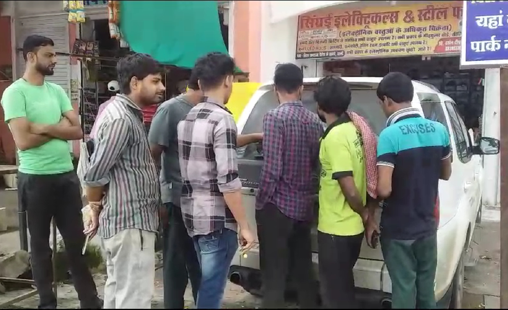 The glass of two dozen vehicles was broken by throwing stones into the ...