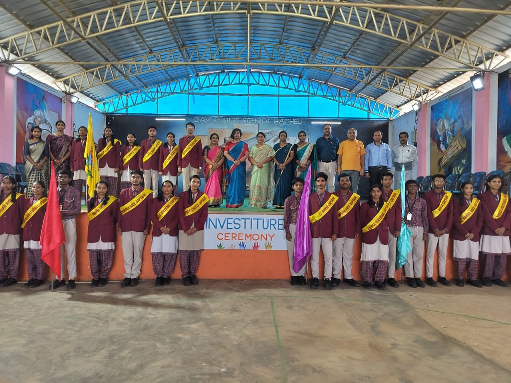Investiture ceremony in DAV, head boy Ashutosh and Sonal head girl