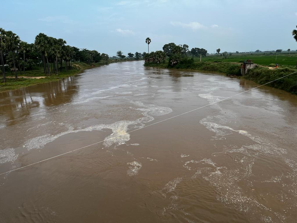 The torrent in the Panchana river flows in the month of Ashwin ...