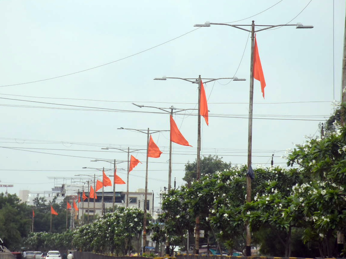 Outrage over saffron flag being taken down due to code of conduct