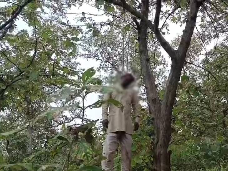 Dead body of a middle-aged man found hanging from a tree in the forest ...