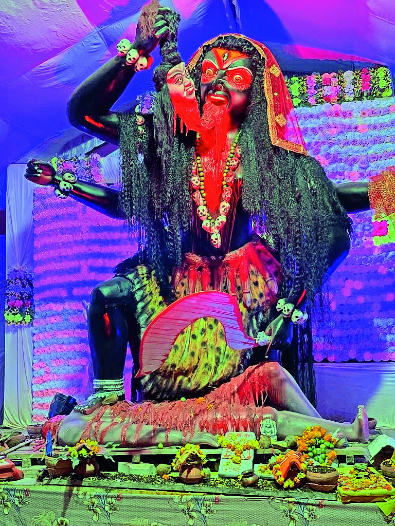 14 feet high statue of Mother Mahakali in her fierce form is the center ...