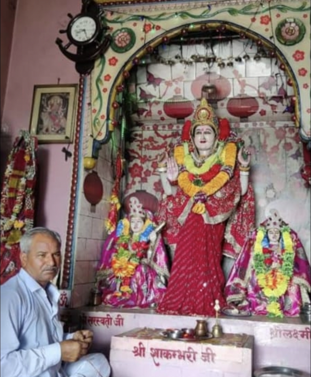 Four goddesses in the temple; The idols of Maa Shakambhari, Brahmani ...