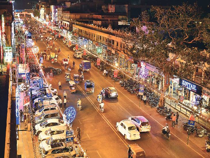 MI Road and Johri Bazaar illuminated with lights | रोशनी से जगमग हो गए ...