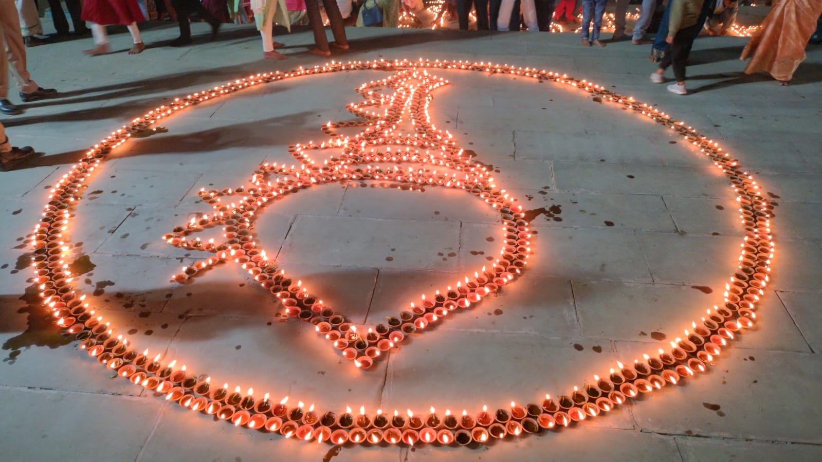 Yamuna Ghats illuminated with thousands of lamps