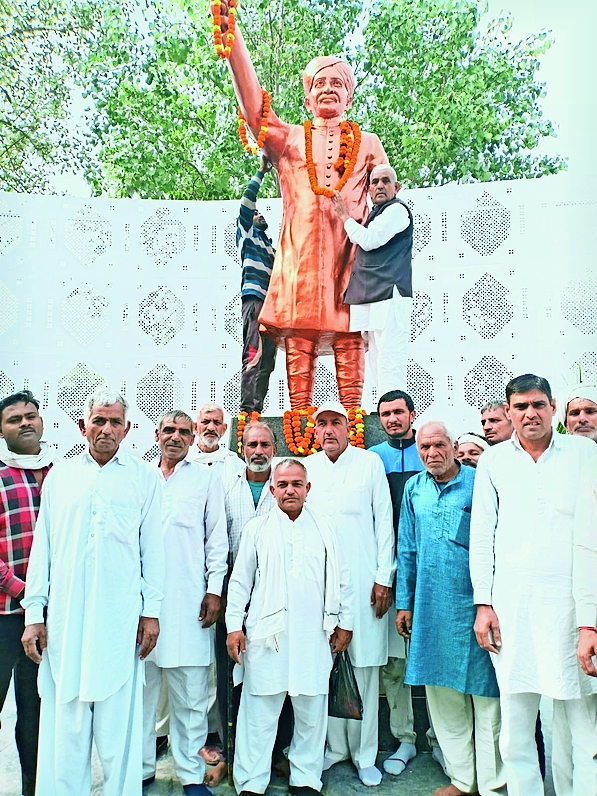 Wreathed on the statue of Sir Chhotu Ram on his birth anniversary