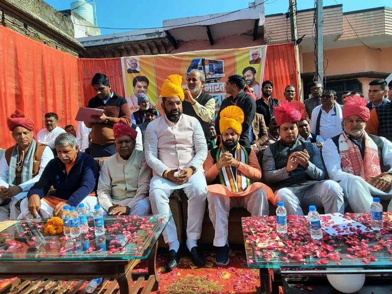 Narnaul Vikas Bharat Jan Samvad Sankalp Yatra BJP in-charge Viplav Dev State President Naib ...