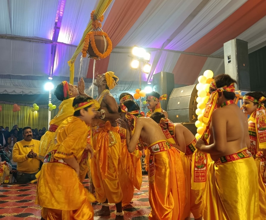 Matki breaking ceremony in the tableau of Lord Krishna's child's ...