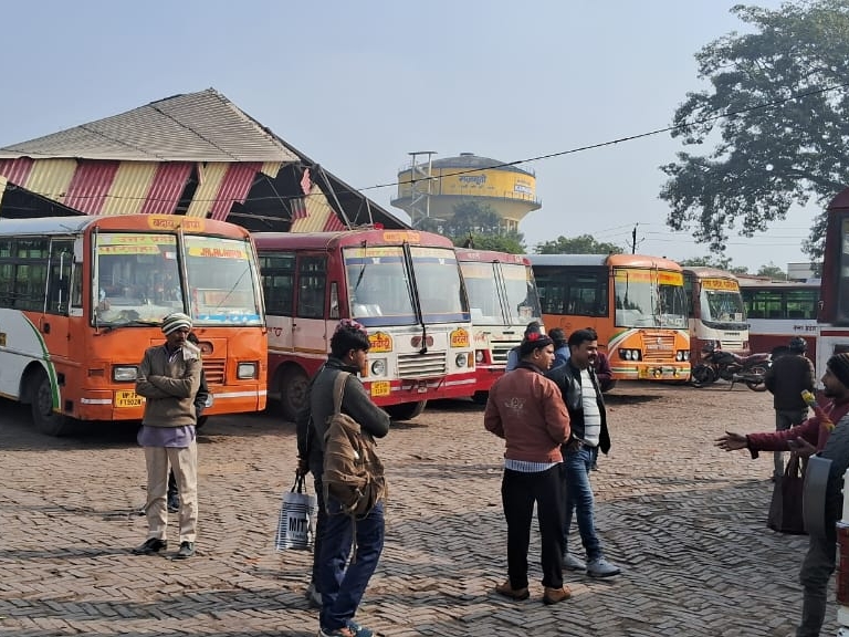 Bus drivers' strike at roadways complex in Badaun