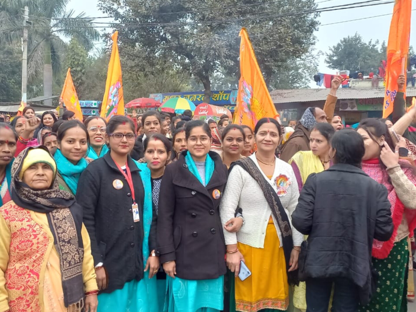 The city echoed with slogans of Jai Shri Ram in the procession.
