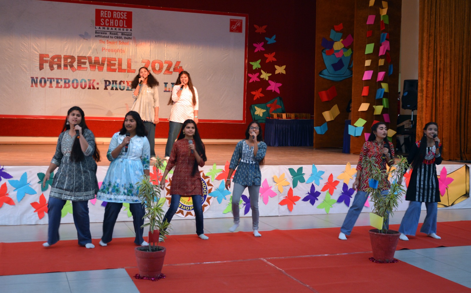 Farewell to class 12 students at Red Rose School Lambakheda Bhopal