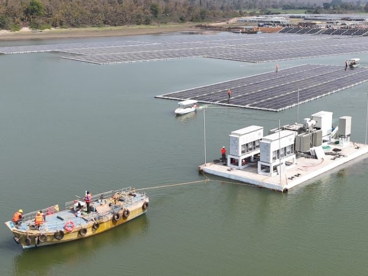 World's largest floating solar plant floating on Narmada | नर्मदा पर ...